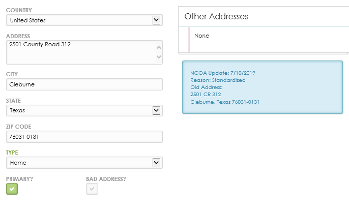 TrueGivers & Bloomerang Address Updates - TrueGivers